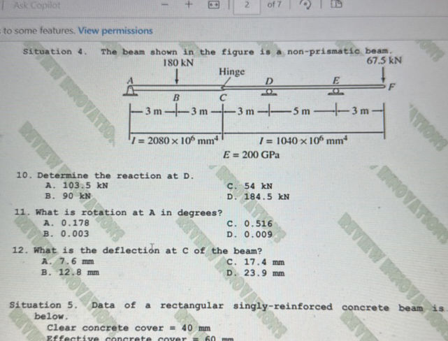Situation 4 The beam shown in the figure is | StudyX