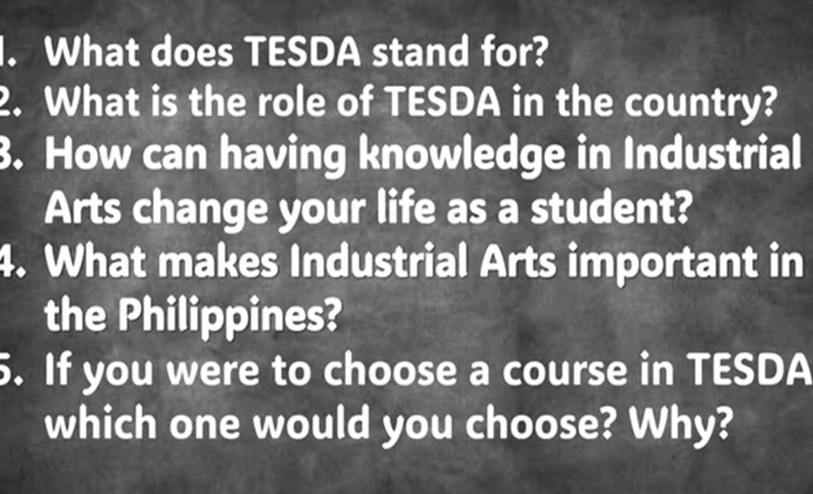 1 What does TESDA stand for 2 What is the | StudyX