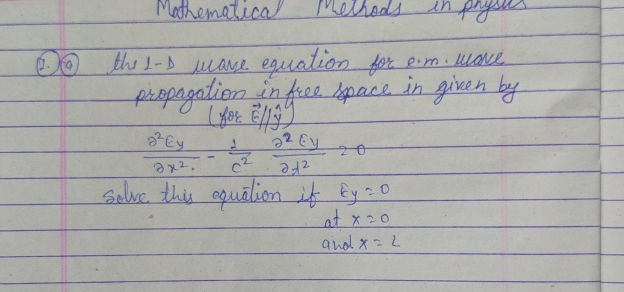 The 1-D wave equation for em wave