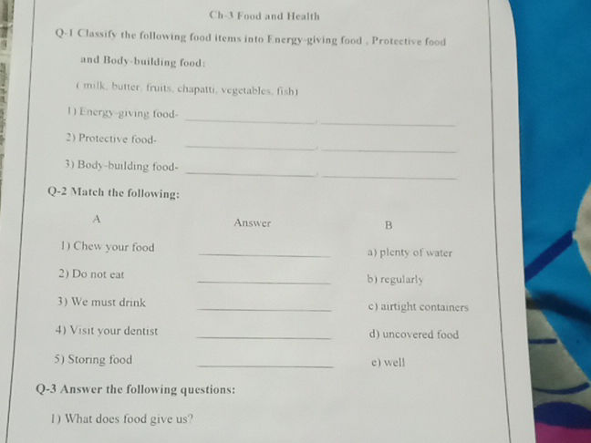 Q-1 Classify the following food items into | StudyX