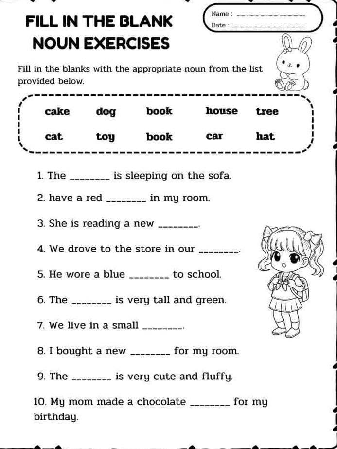 Fill in the blanks with the appropriate noun | StudyX