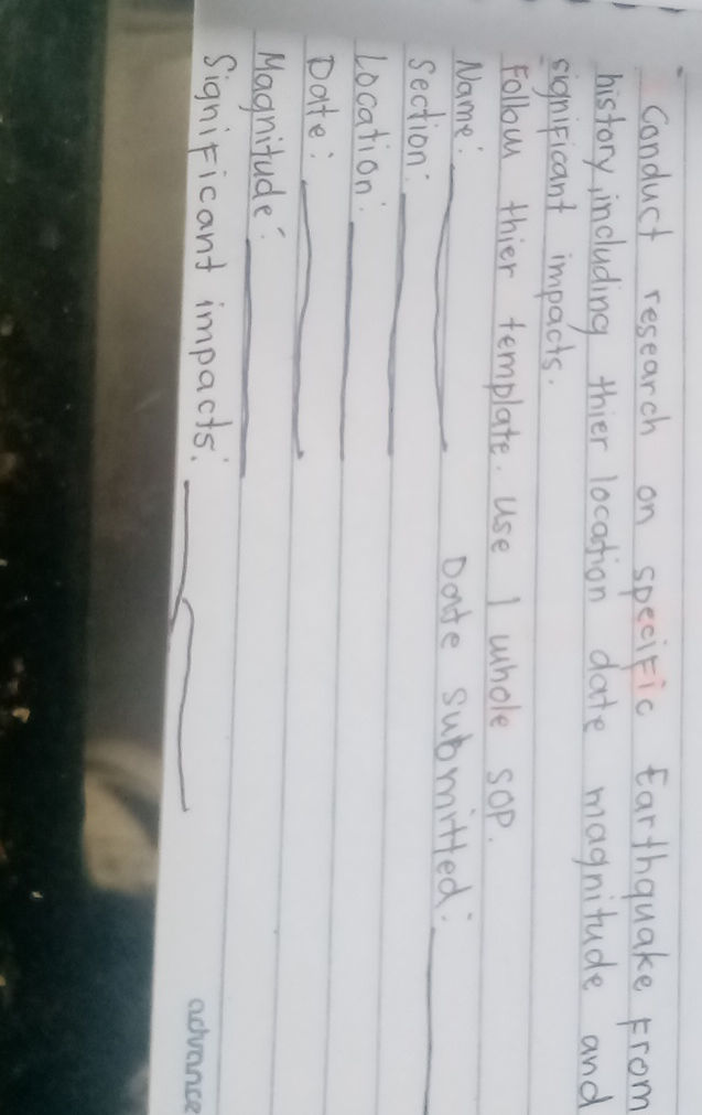 Conduct research on specific Earthquake From | StudyX