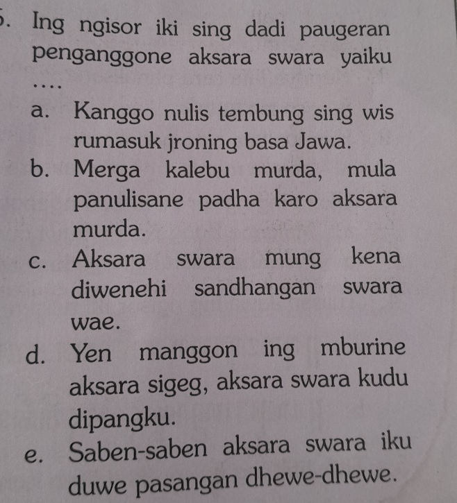 5 Ing ngisor iki sing dadi paugeran | StudyX