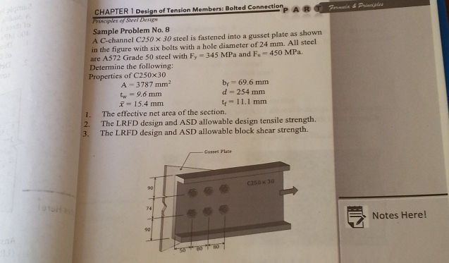 Sample Problem No 8 A C-channel C250 x 30 | StudyX