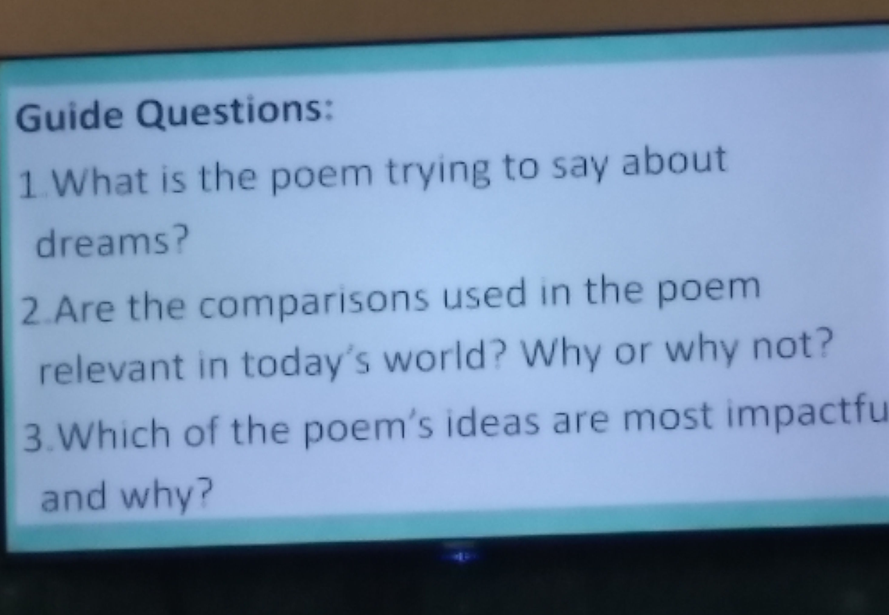 Guide Questions 1 What is the poem trying to | StudyX