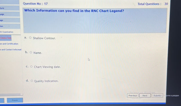 Question No 17 Total Questions 30 Which