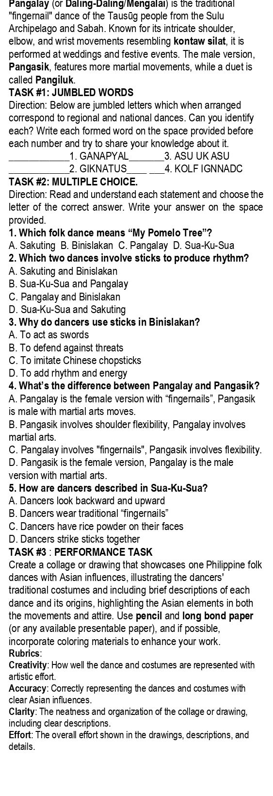 TASK #1: JUMBLED WORDS Direction: Below are | StudyX