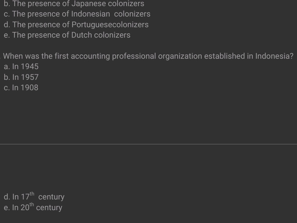 b. The presence of Japanese colonizers c. | StudyX