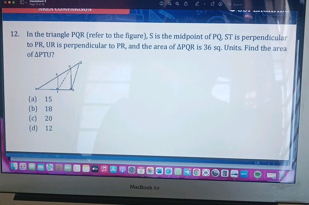 12 In the triangle PQR (refer to the figure) | StudyX