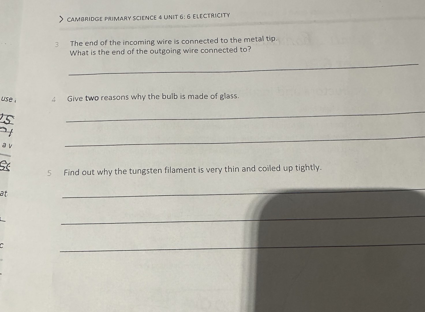 CAMBRIDGE PRIMARY SCIENCE 4 UNIT 6: 6