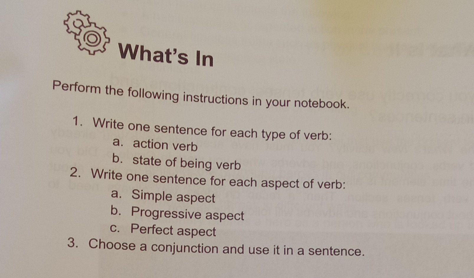 1 Write one sentence for each type of verb a | StudyX
