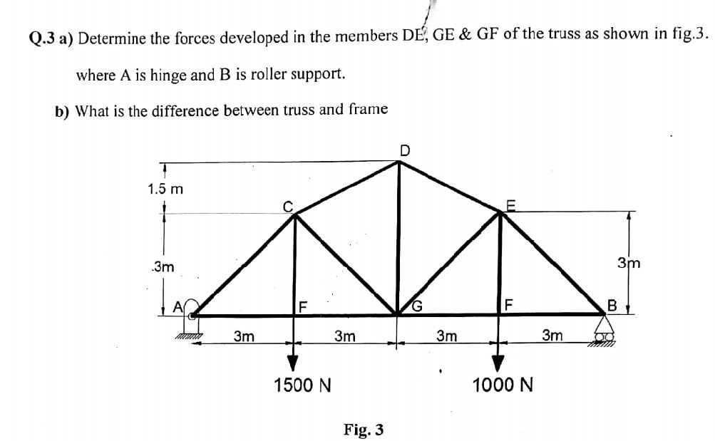Q.3 a) Determine the forces developed in the | StudyX