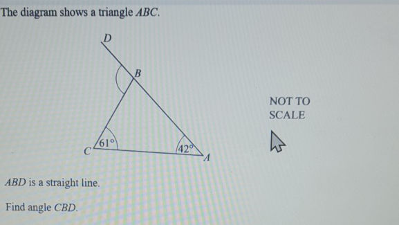 The diagram shows a triangle ABC. | StudyX