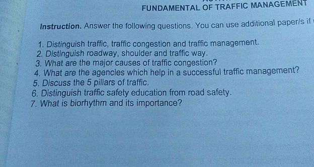 1 Distinguish traffic traffic congestion and | StudyX