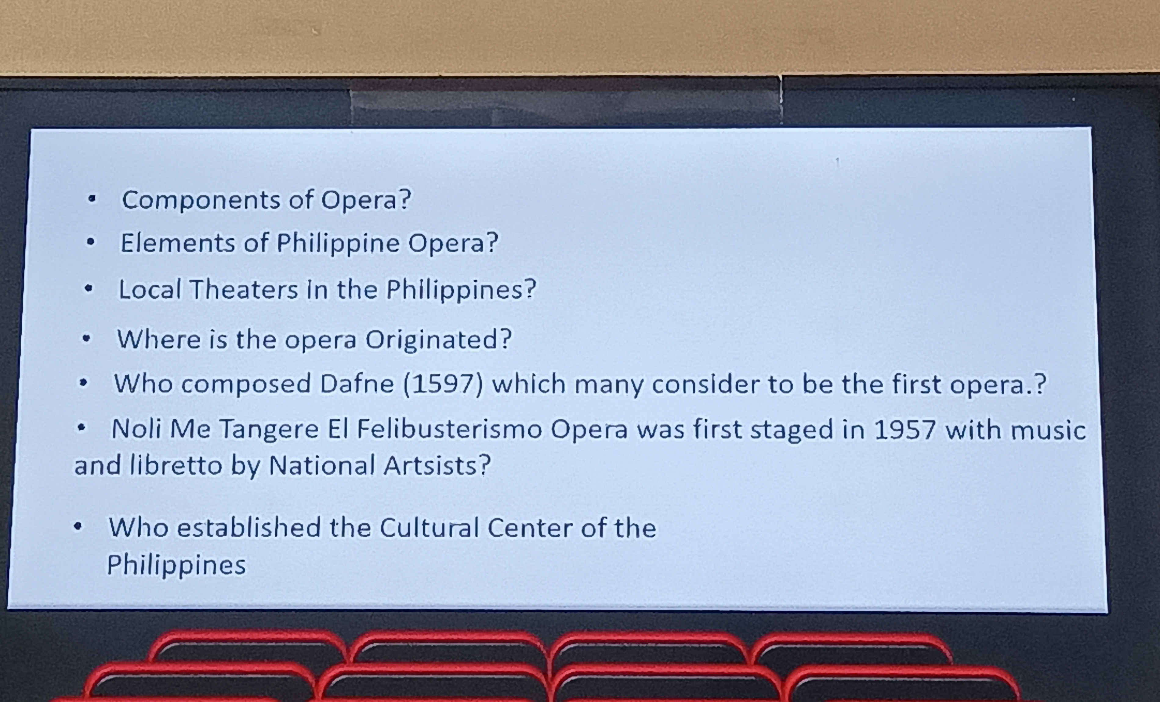 Components of Opera Elements of Philippine | StudyX