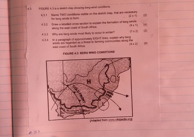 FIGURE 43 is a sketch map showing berg-wind | StudyX