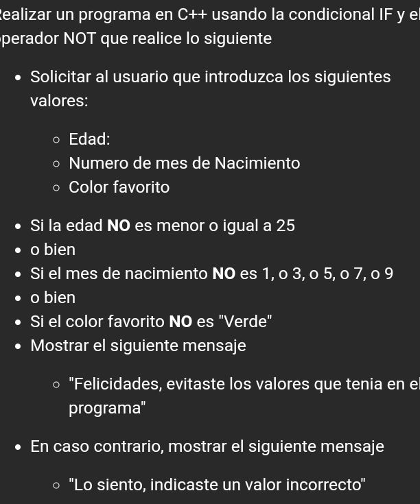 Realizar un programa en C++ usando la | StudyX