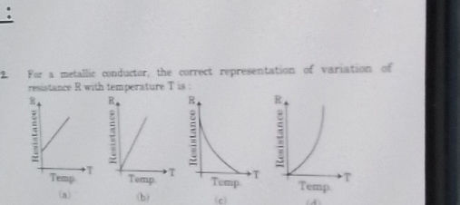 For a metallic conductor the correct