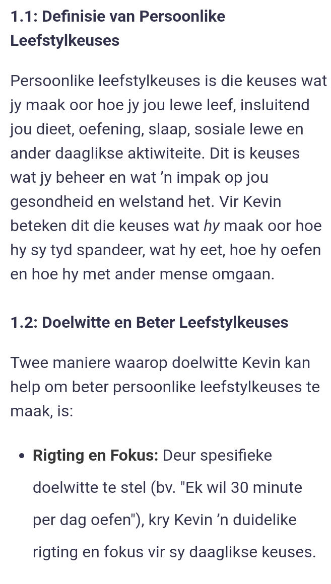 11 Definisie van Persoonlike Leefstylkeuses | StudyX