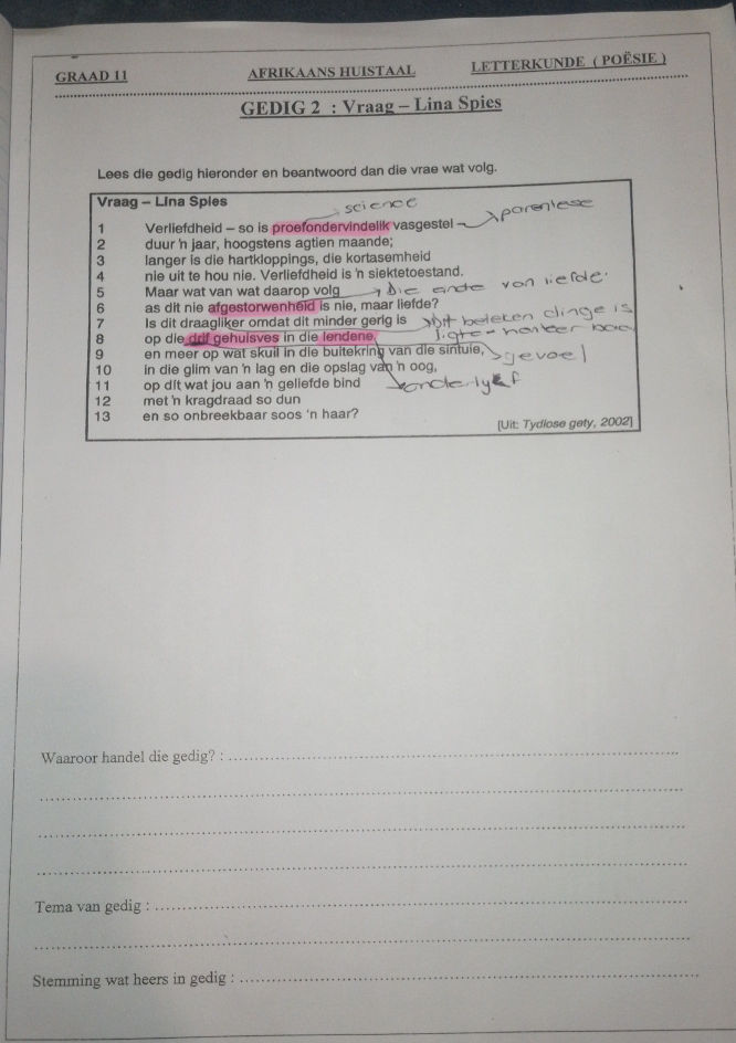 GRAAD 11 AFRIKAANS HUISTAAL LETTERKUNDE