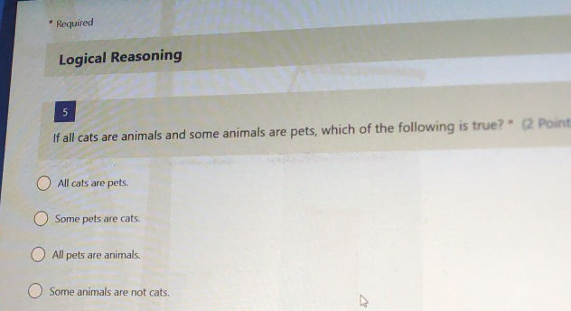 Logical Reasoning 5 If all cats are animals