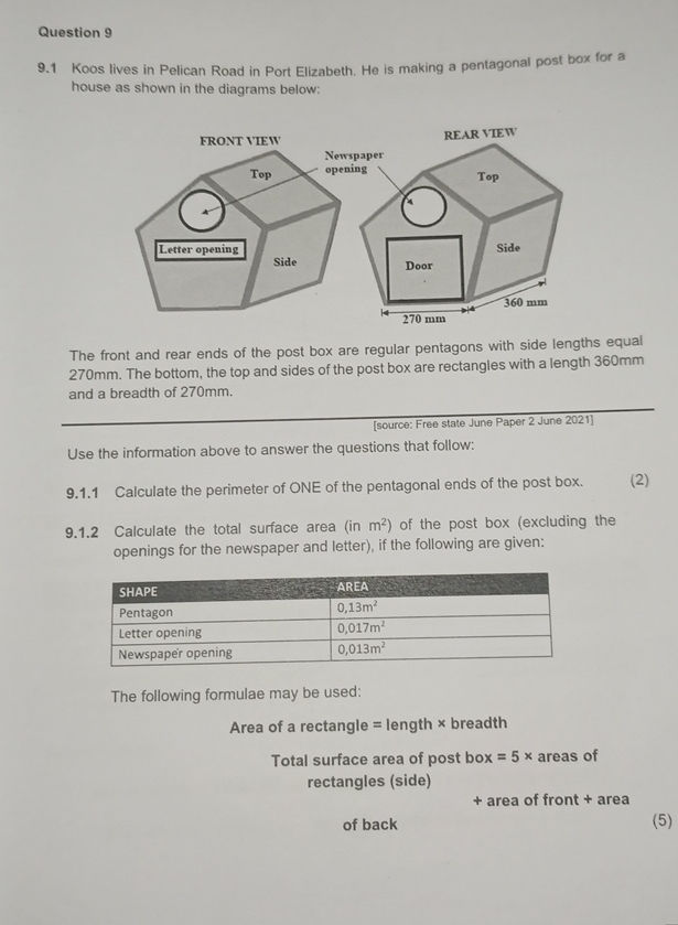 9.1.1 Calculate the perimeter of ONE of the | StudyX