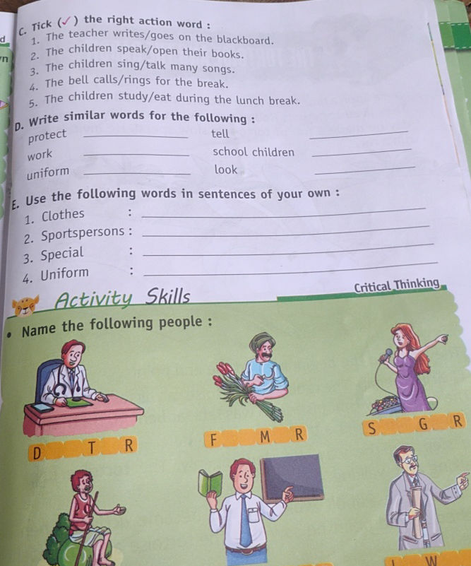 C Tick () the right action word 1 The | StudyX