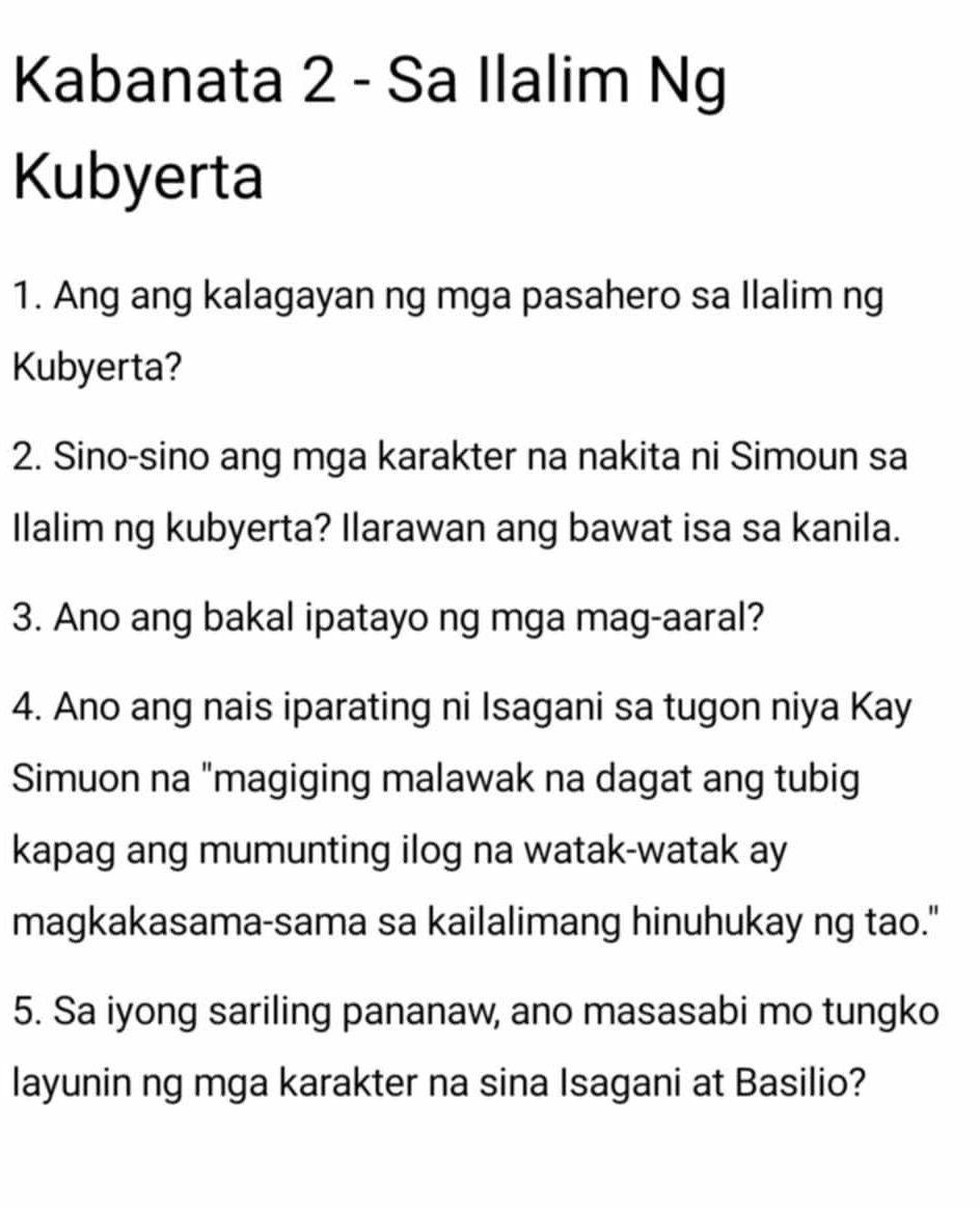 Kabanata 2 - Sa Ilalim Ng Kubyerta 1. Ang | StudyX