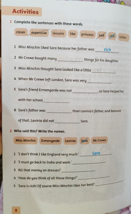 Activities 1 Complete the sentences with | StudyX