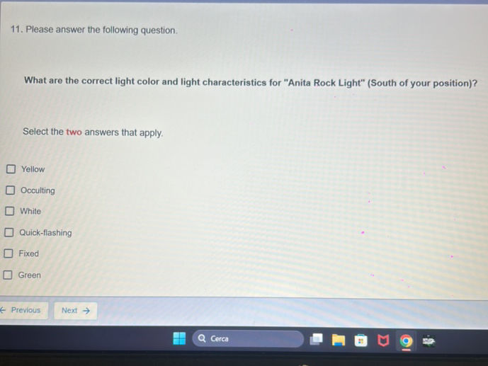 What are the correct light color and light