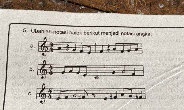 5 Ubahlah notasi balok berikut menjadi