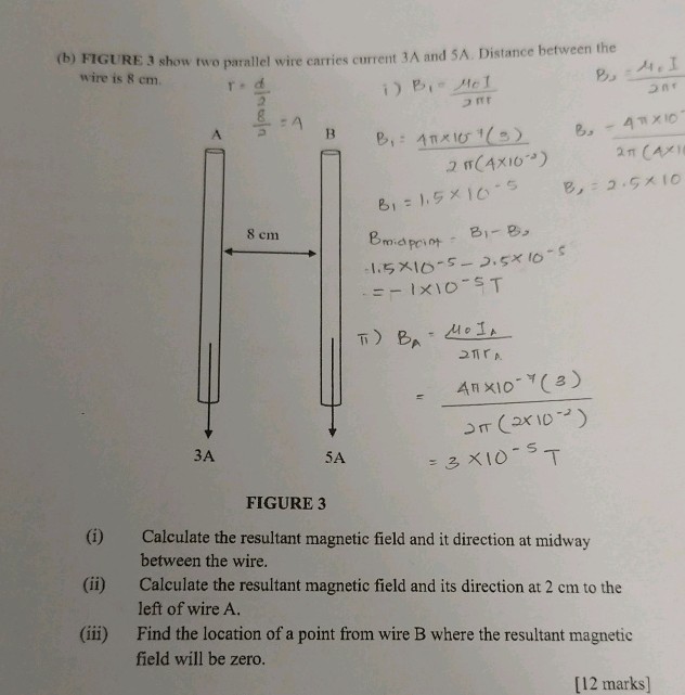 (b) FIGURE 3 show two parallel wire carries | StudyX