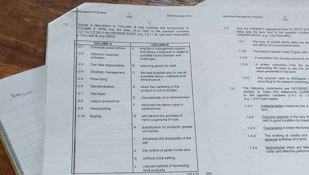 12 Choose a description in COLUMN B that | StudyX