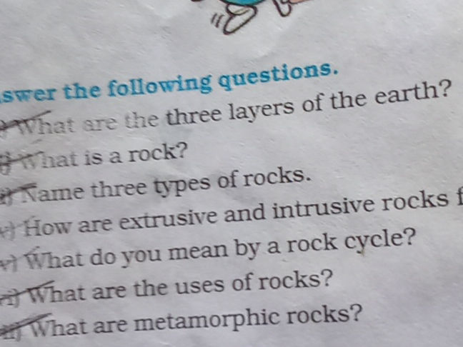 What are the three layers of the earth What | StudyX