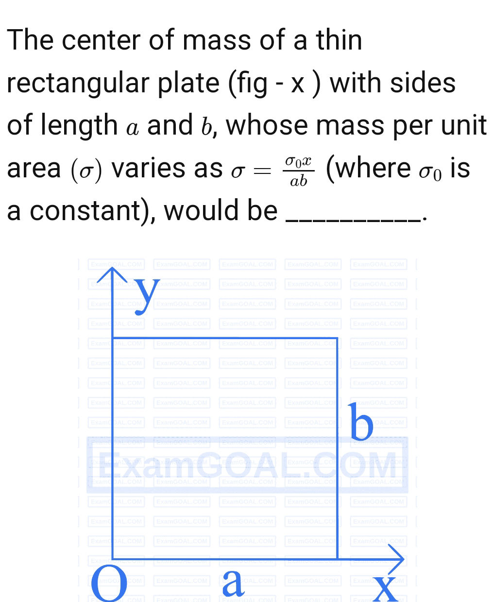 The center of mass of a thin rectangular | StudyX