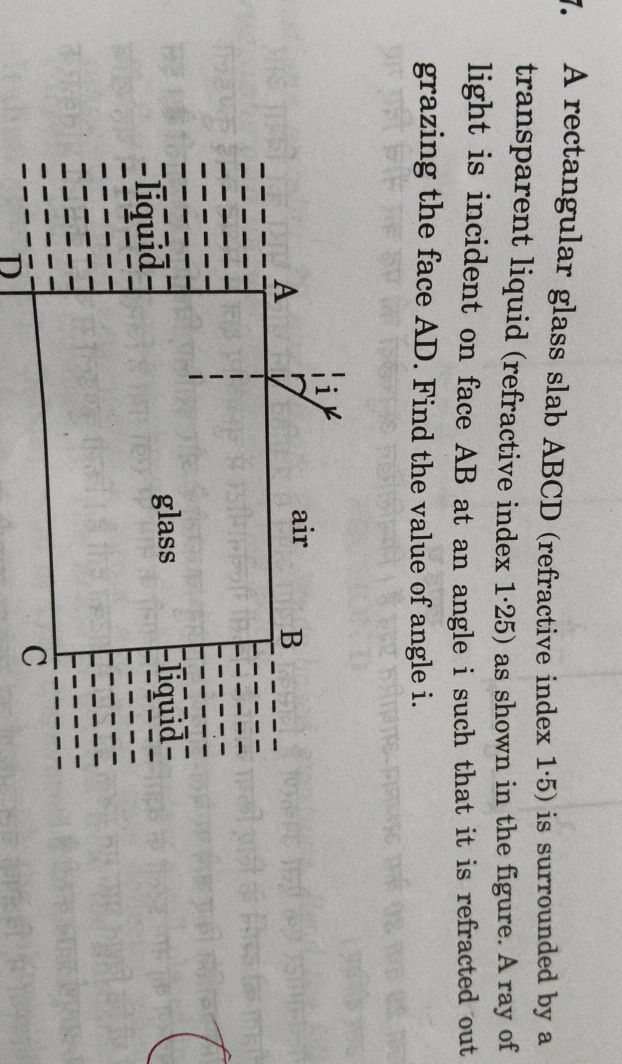 7. A rectangular glass slab ABCD (refractive | StudyX