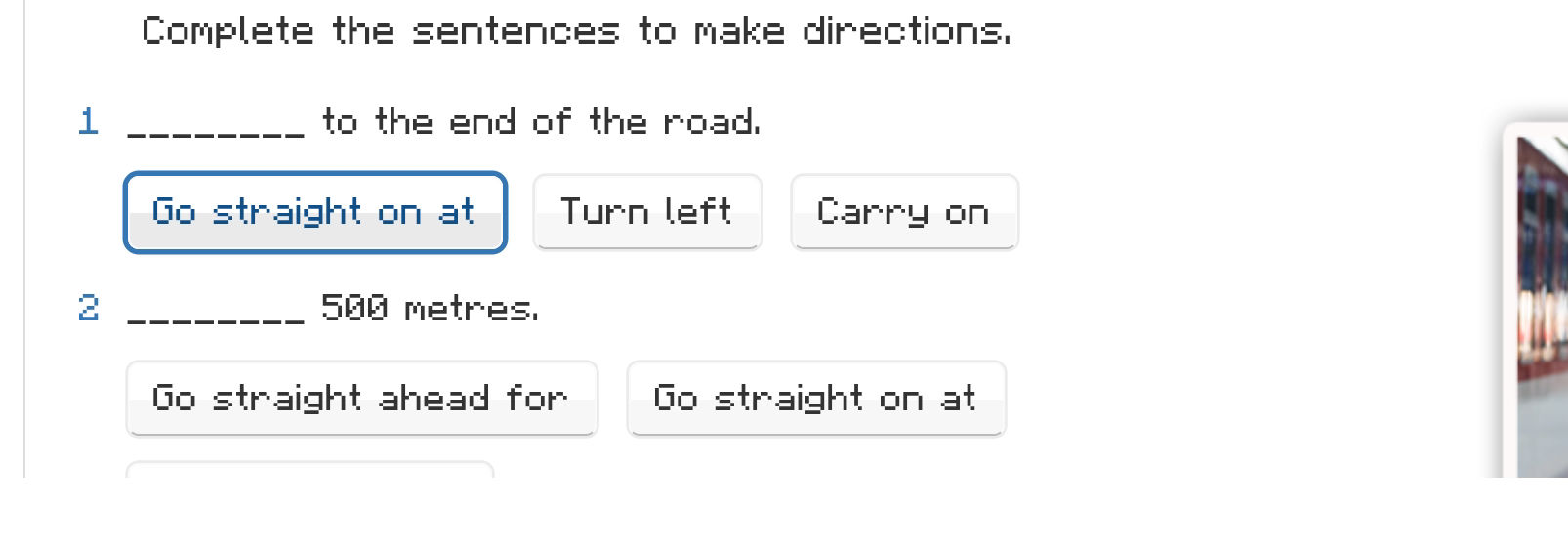 Complete the sentences to make directions 1 | StudyX