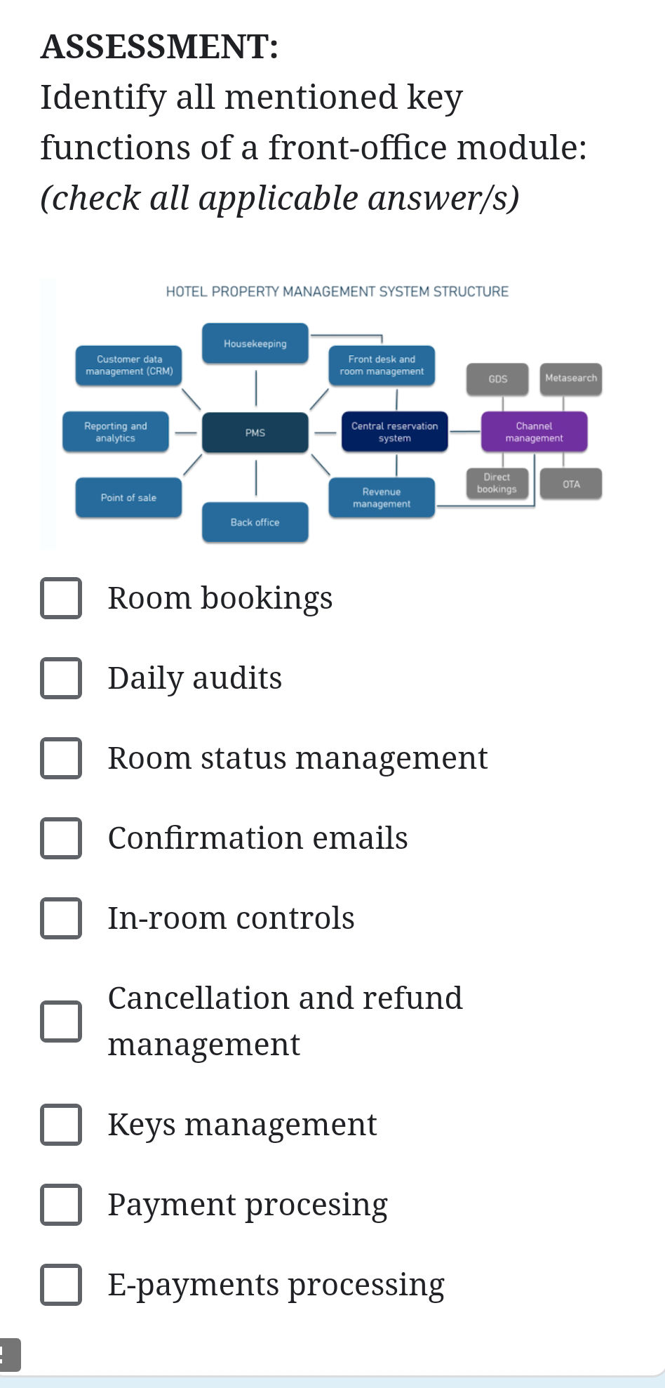 ASSESSMENT Identify all mentioned key | StudyX