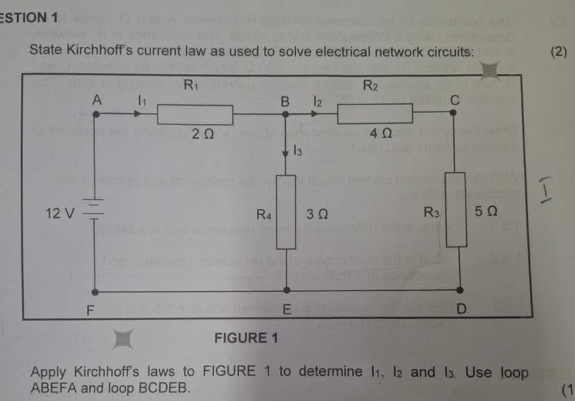 Apply Kirchhoffs laws to FIGURE 1 to | StudyX