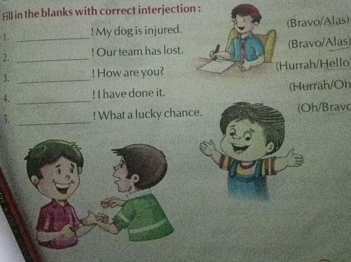 Fill in the blanks with correct interjection | StudyX