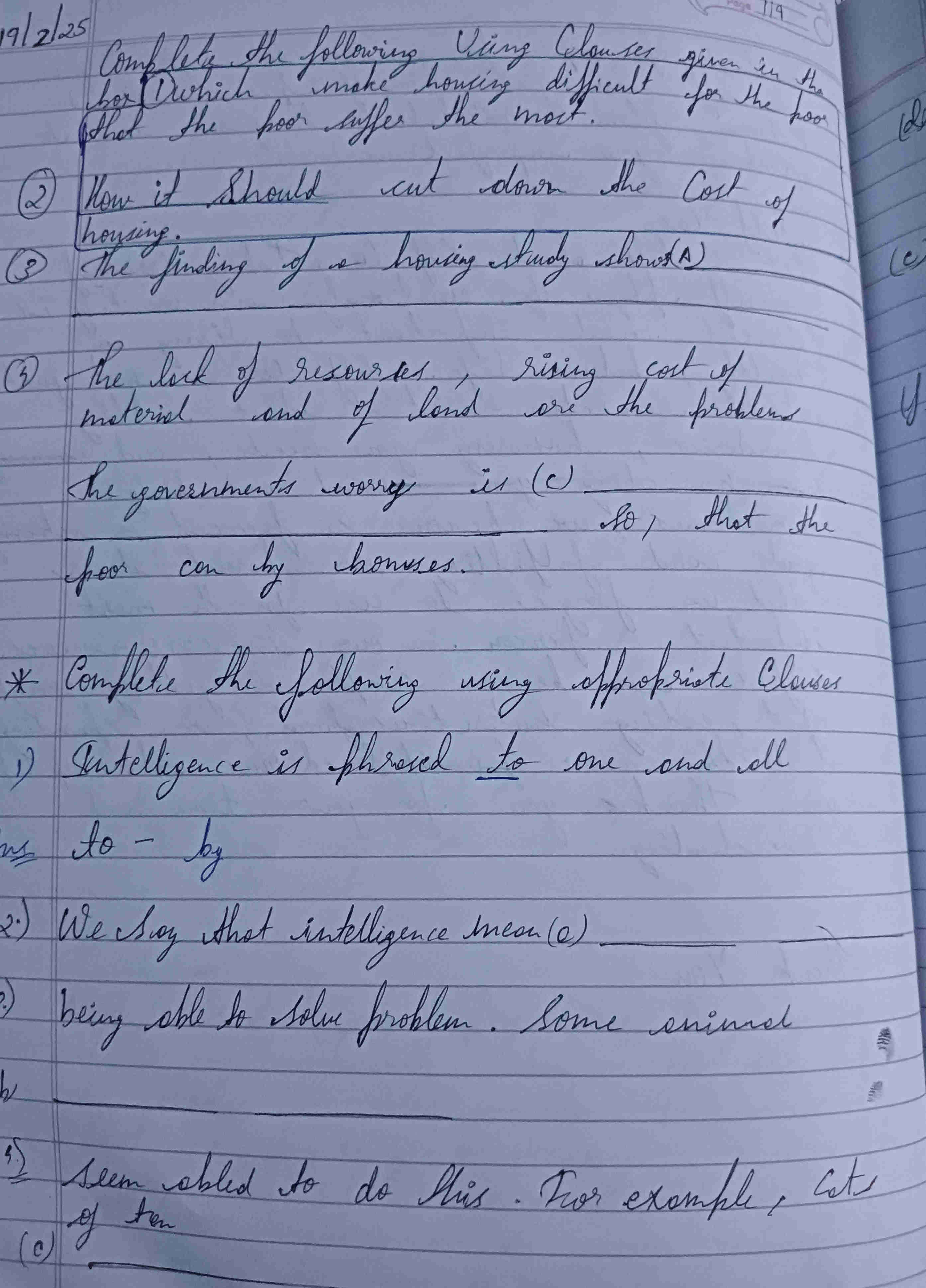 Complete the following using Clauses given | StudyX