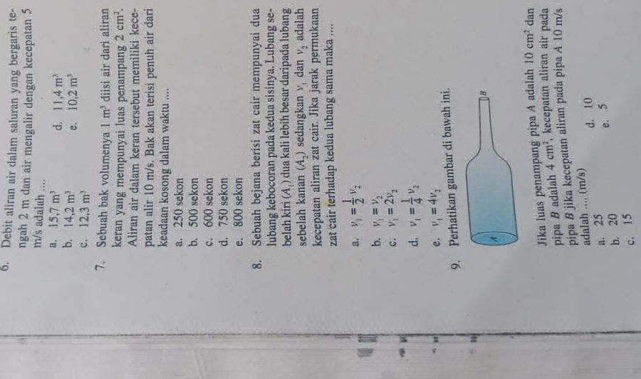 6 Debit aliran air dalam saluran yang | StudyX