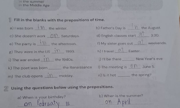 Fill in the blanks with the prepositions of | StudyX