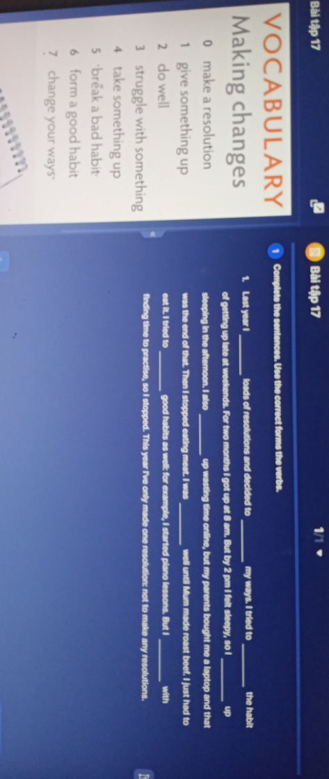 Complete the sentences. Use the correct | StudyX