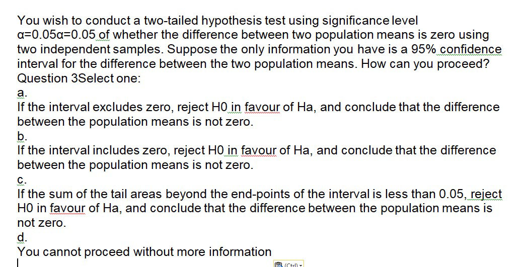 You wish to conduct a two-tailed hypothesis | StudyX