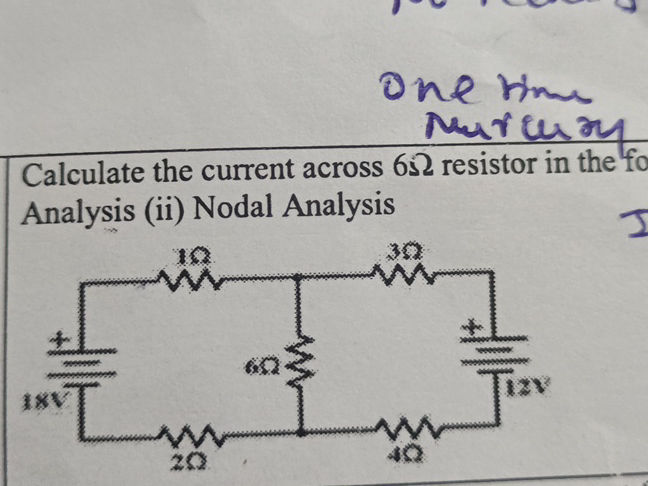 Calculate the current across 6 resistor in | StudyX