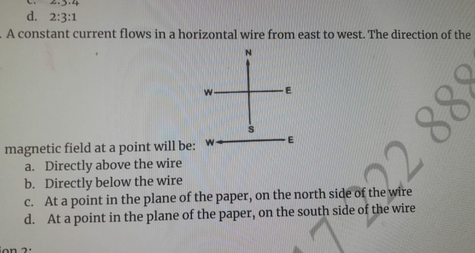 A constant current flows in a horizontal | StudyX