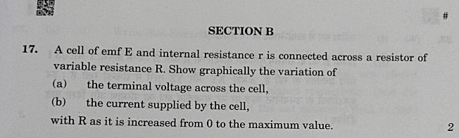 17. A cell of emf E and internal resistance | StudyX