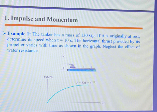 1 Impulse and Momentum Example 1 The tanker | StudyX