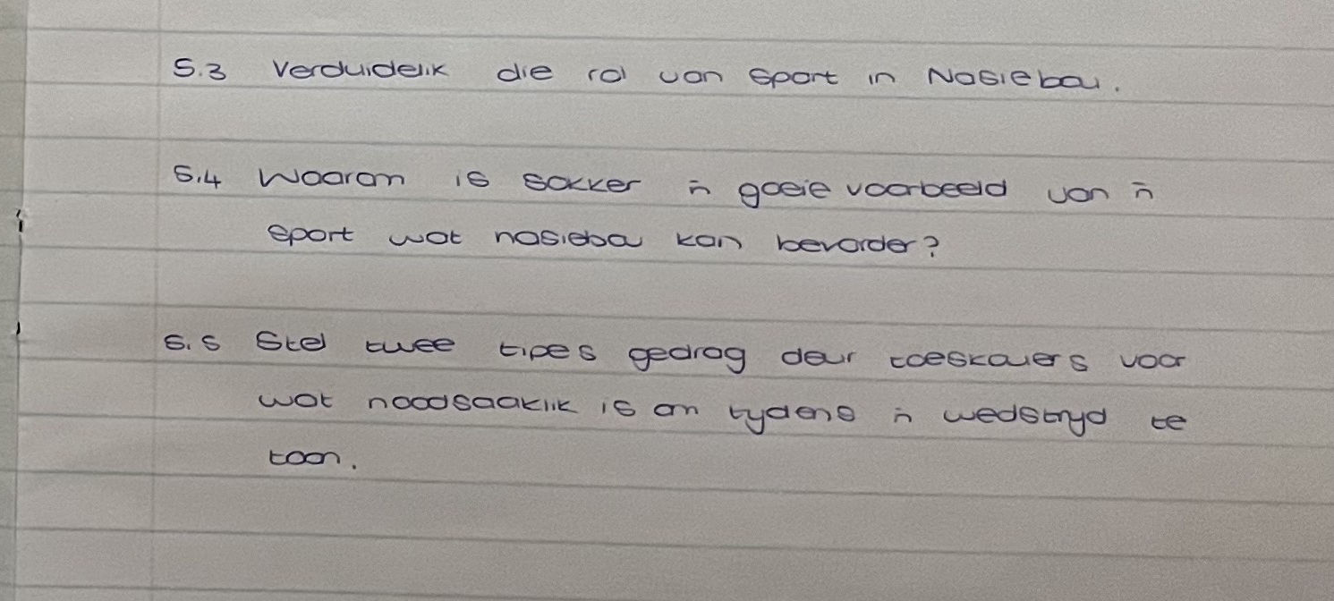 S.3 Verduidelik die rol van Sport in | StudyX